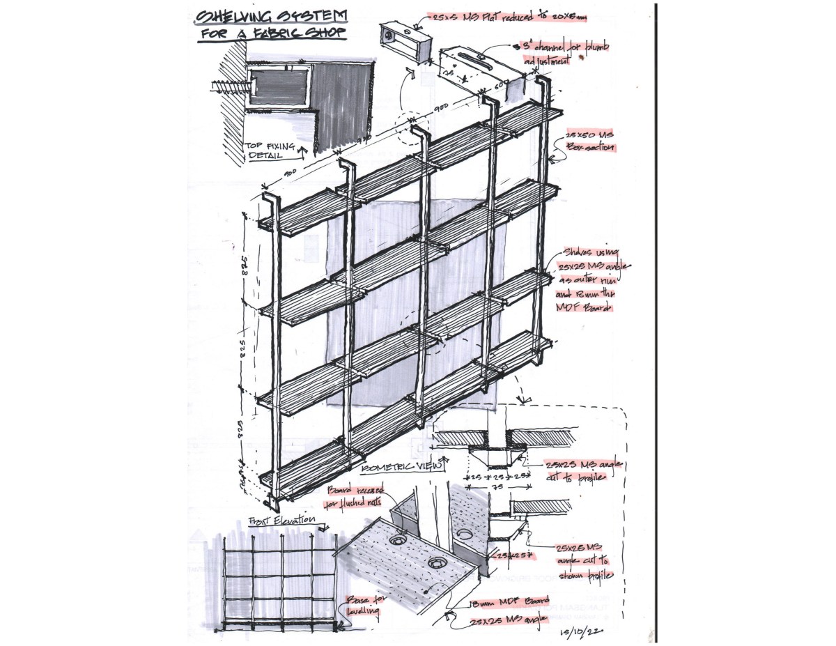 Design Sketch of a Shelving System: StudioOne Architects – FOLIO
